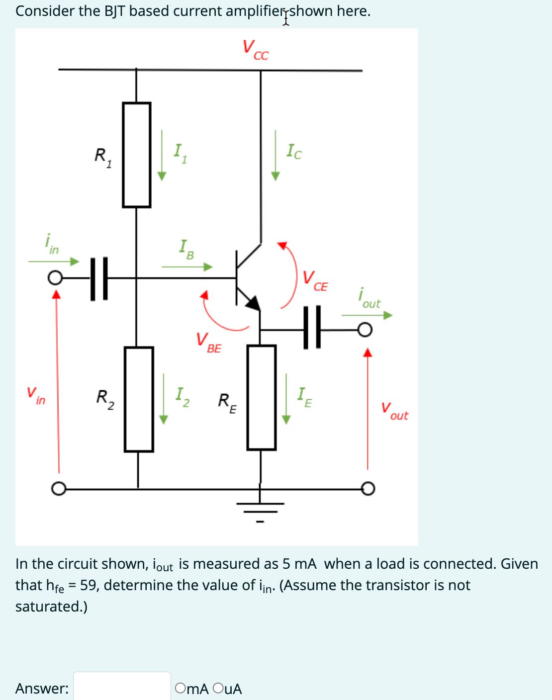 Solved Consider the BJT based current amplifieryshown | Chegg.com