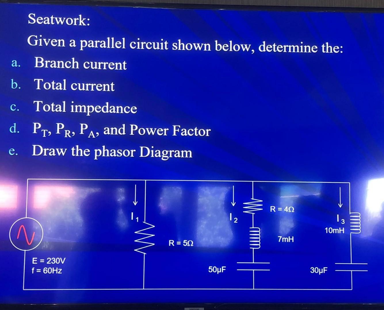 Solved Seatwork: Given a parallel circuit shown below, | Chegg.com