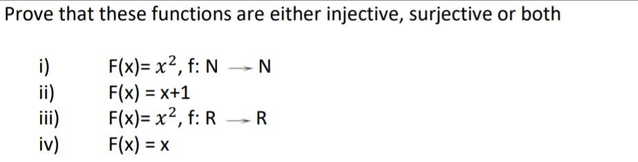 Solved Prove that these functions are either injective, | Chegg.com