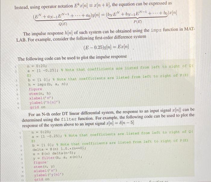 Solved 2. Response of a DT LTI System An N-th order DT | Chegg.com