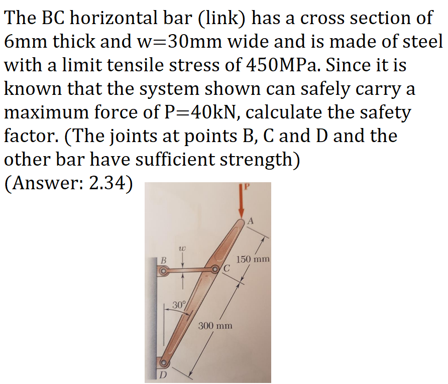 Solved The BC horizontal bar (link) ﻿has a cross section | Chegg.com