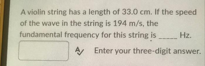 Solved A violin string has a length of 33.0 cm. If the speed | Chegg.com