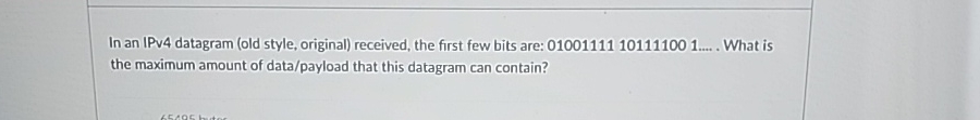 Solved In an IPv4 ﻿datagram (old style, original) ﻿received, | Chegg.com