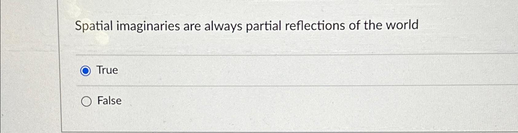Solved Spatial imaginaries are always partial reflections of | Chegg.com