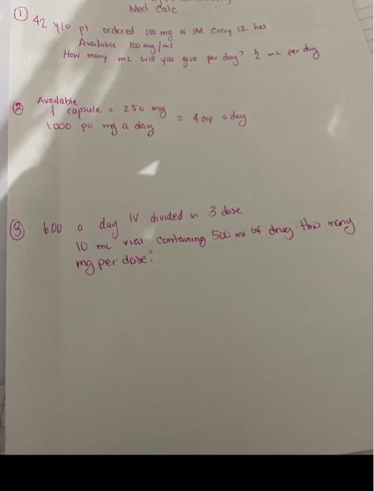 (1) 42 ylo pt bed dalc Available 100mg/ml How many mL | Chegg.com