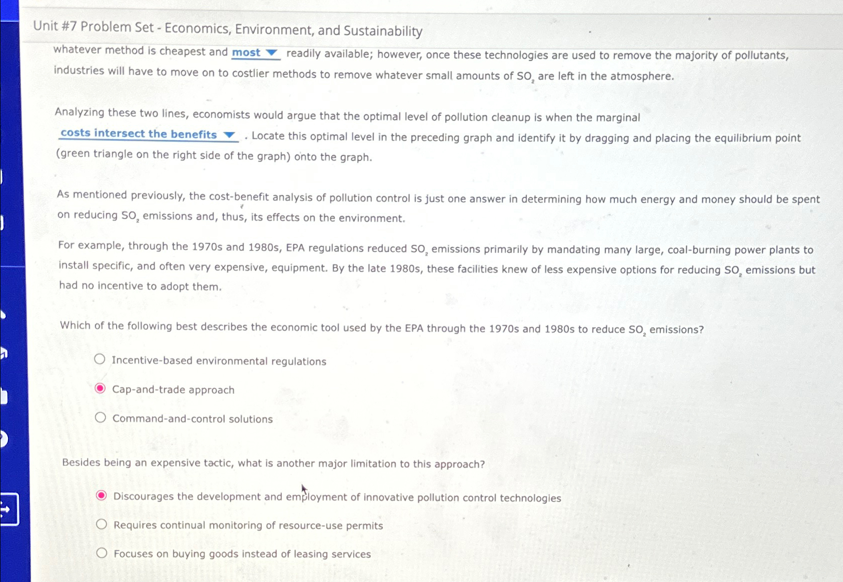 Solved Unit #7 ﻿Problem Set - ﻿Economics, Environment, and | Chegg.com