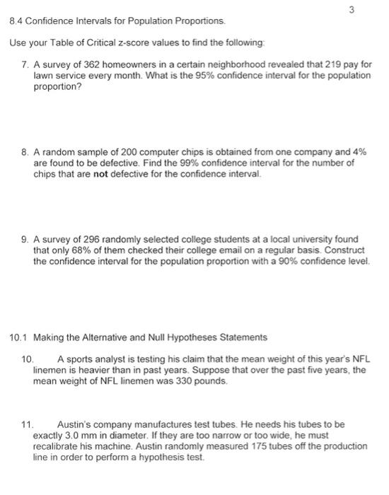Solved 8.4 Confidence Intervals for Population Proportions. | Chegg.com