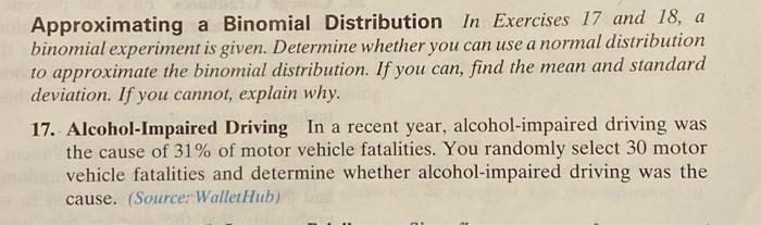 Solved Approximating a Binomial Distribution In Exercises 17 | Chegg.com