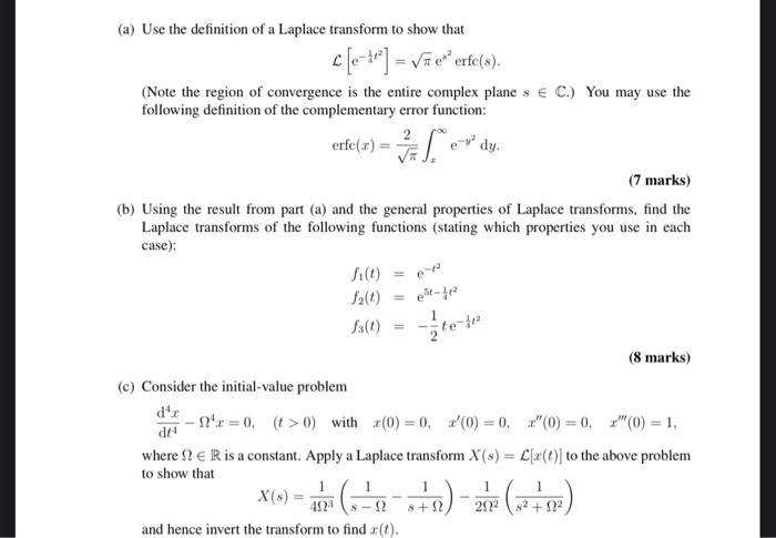 Solved (a) Use the definition of a Laplace transform to show | Chegg.com
