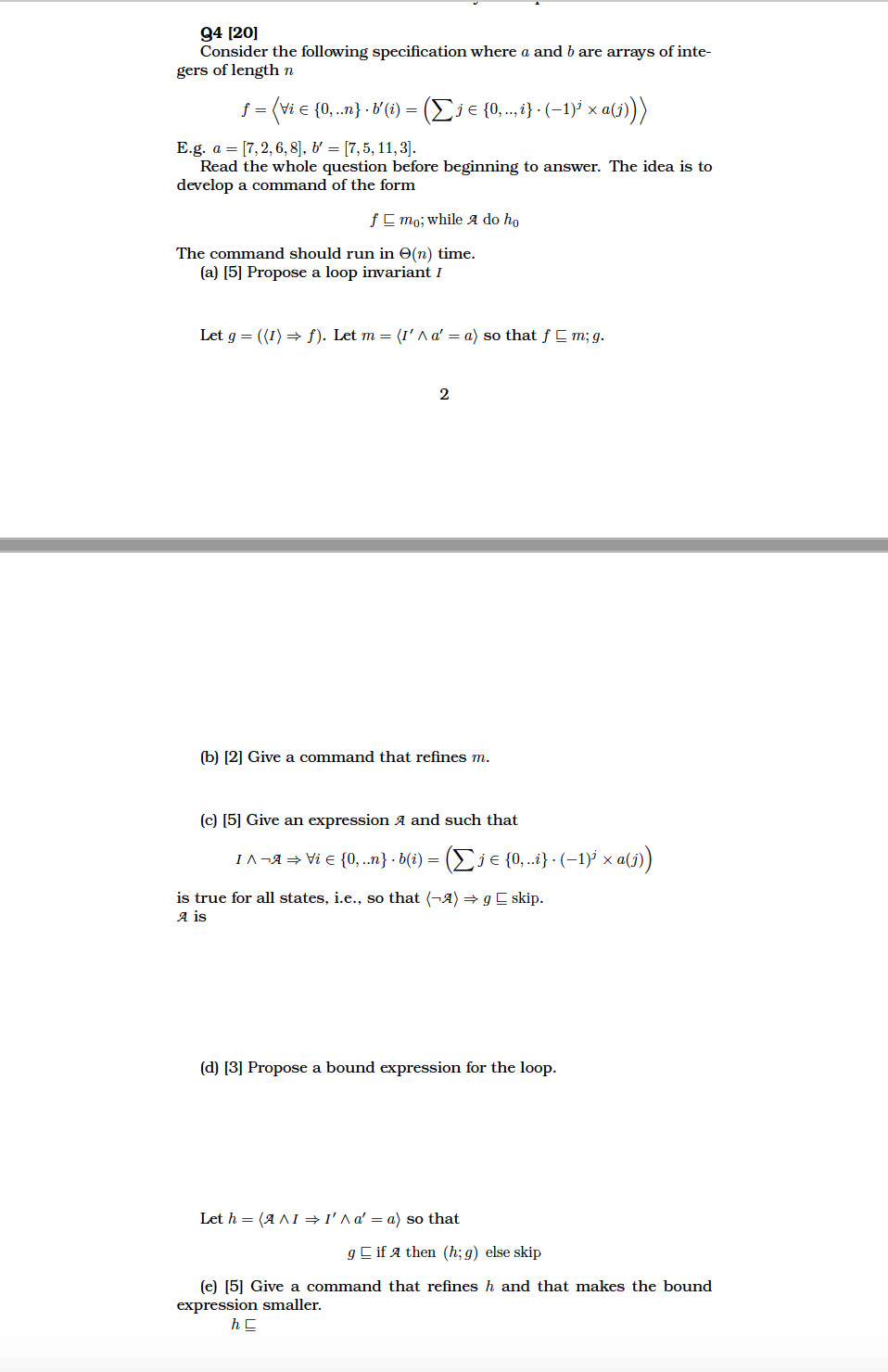 Solved Q4 [20]Consider the following specification where a | Chegg.com