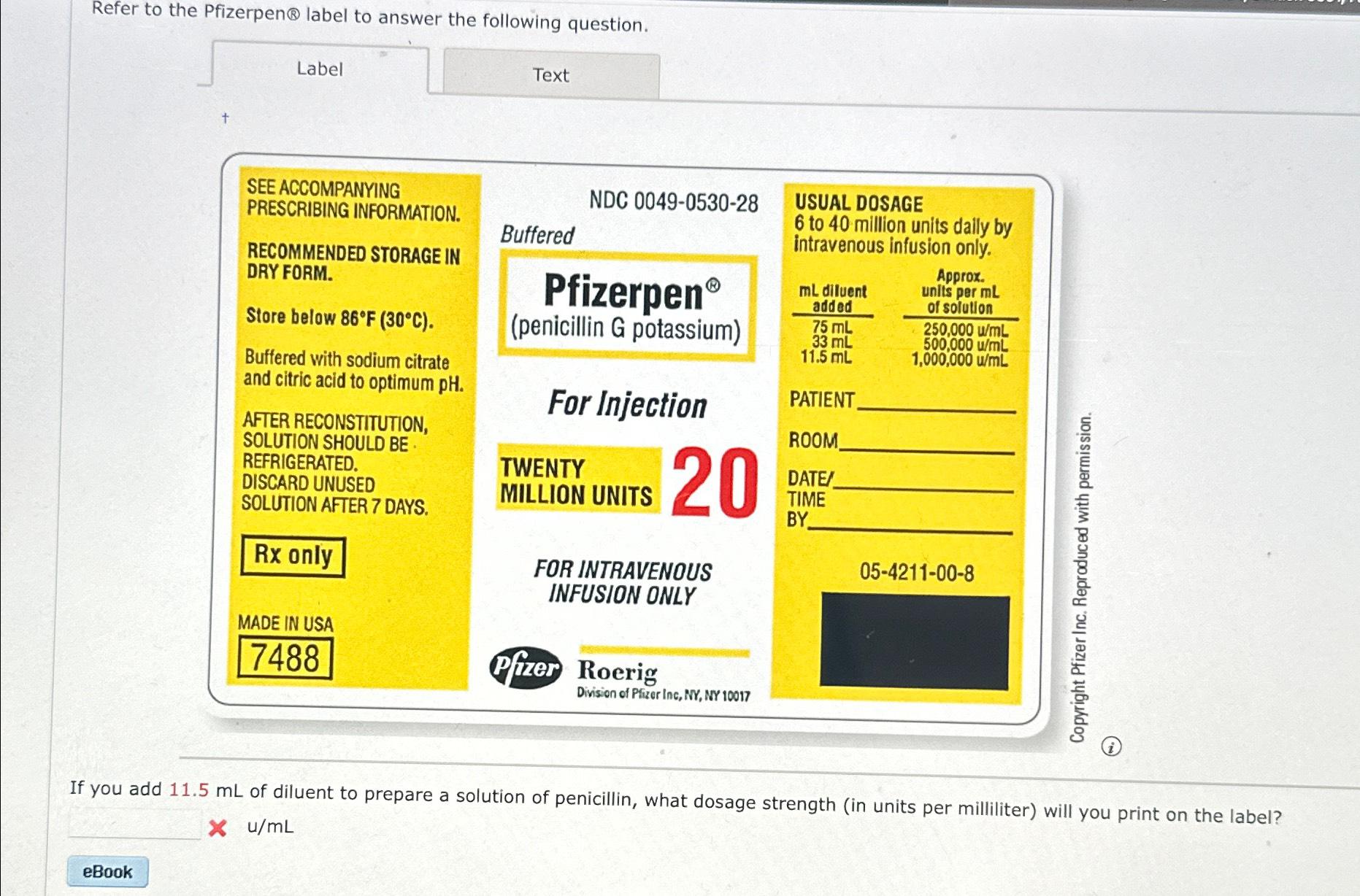 Solved Refer to the Pfizerpen ox ﻿label to answer the | Chegg.com