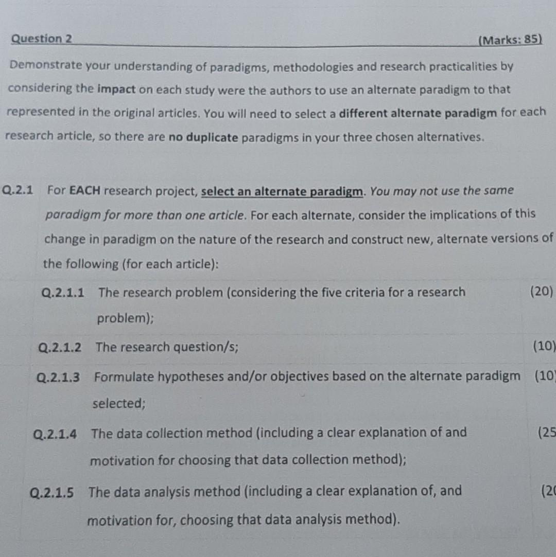 Question 2 (Marks: 85) Demonstrate your understanding | Chegg.com