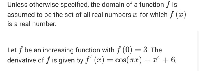 Solved Unless otherwise specified, the domain of a function | Chegg.com