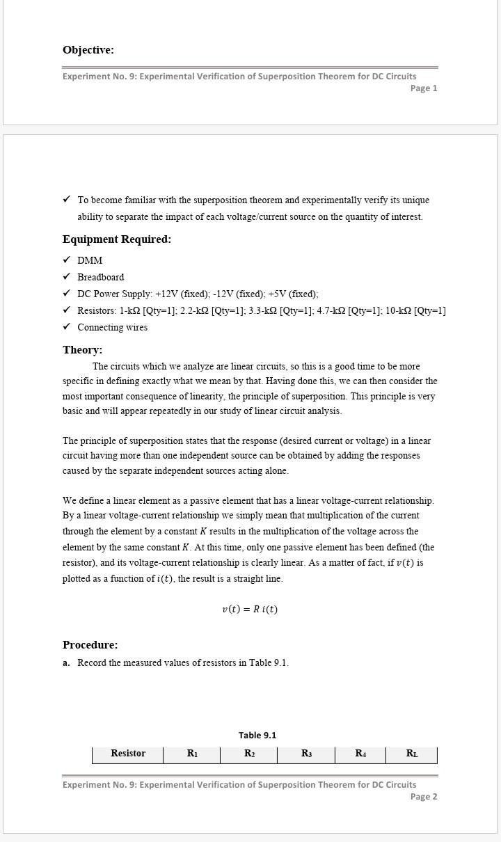 Solved Objective: Experiment No. 9: Experimental | Chegg.com