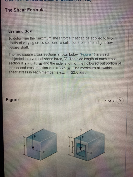 Solved SIU I UOVUULUCUL LUI The Shear Formula Learning Goal: | Chegg.com