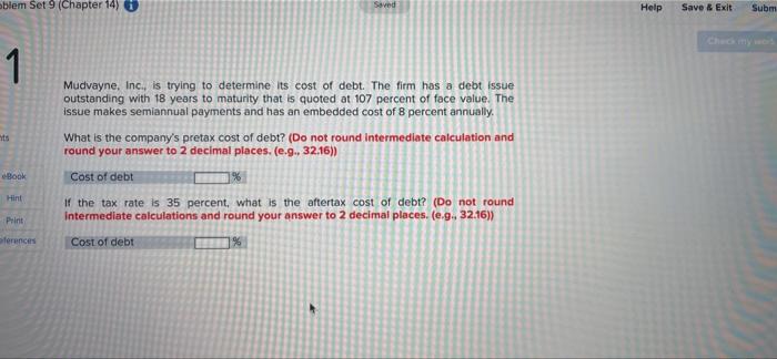 Solved oblem Set 9 (Chapter 14) Saved Help Save & Exit Subm | Chegg.com