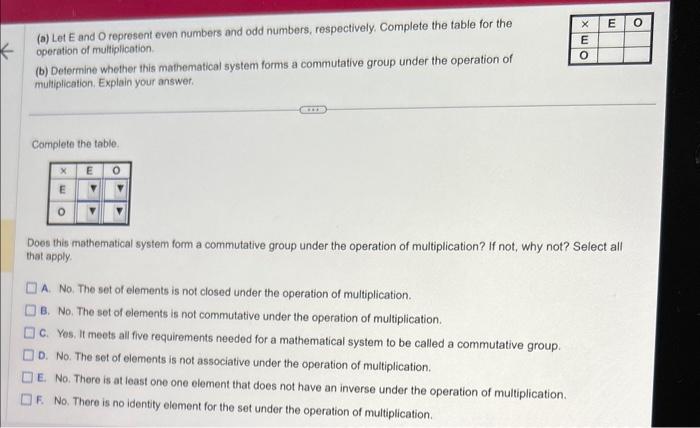 Solved (a) Let E and O represent even numbers and odd | Chegg.com