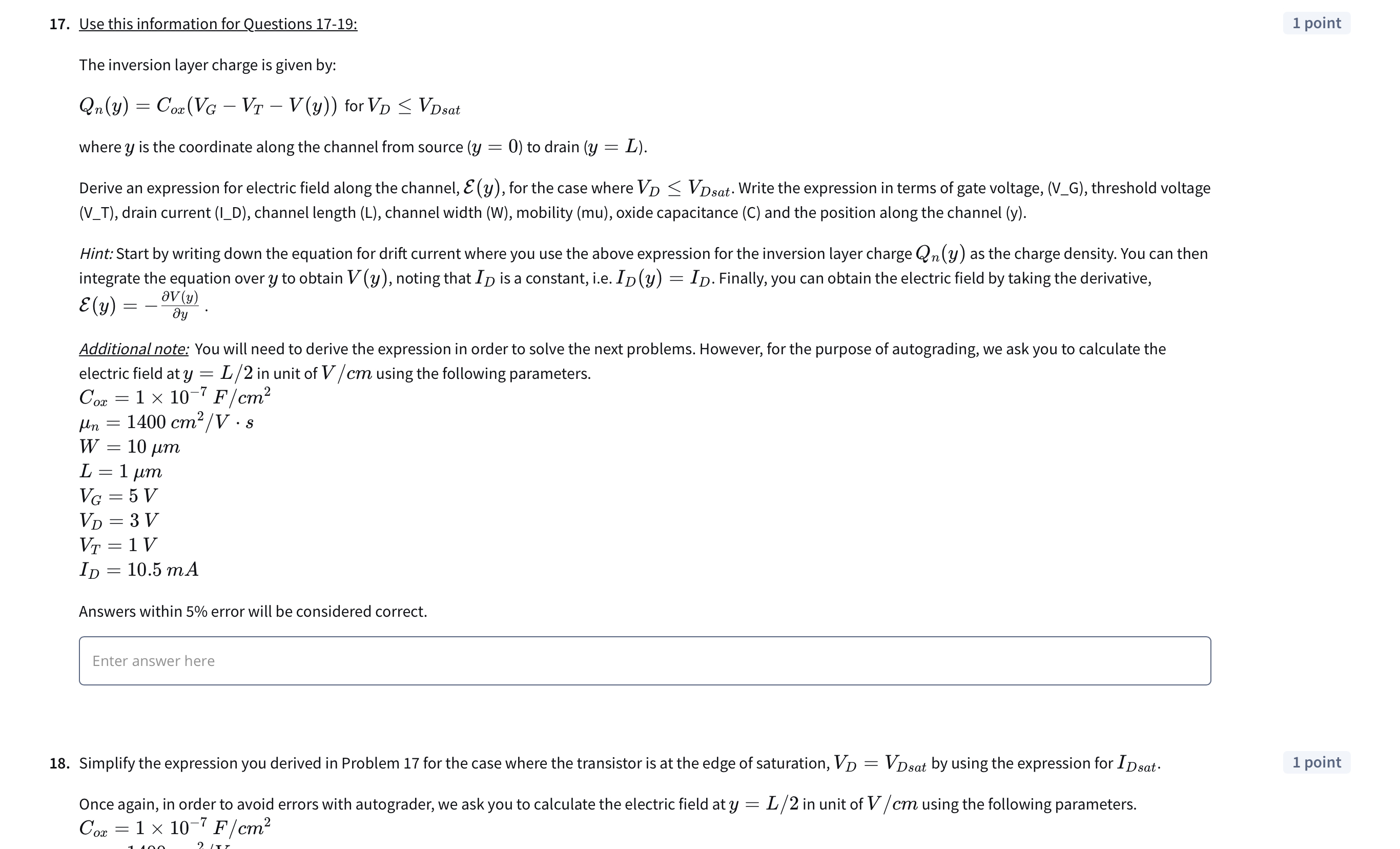 Solved Use this information for Questions 17-19:1 ﻿pointThe | Chegg.com