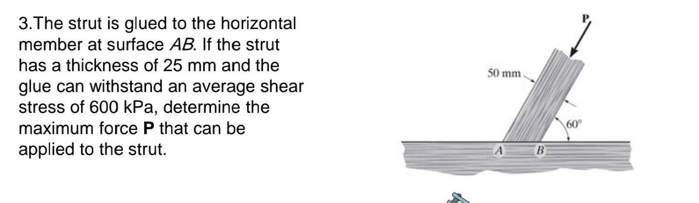 Solved 3. The strut is glued to the horizontal member at | Chegg.com