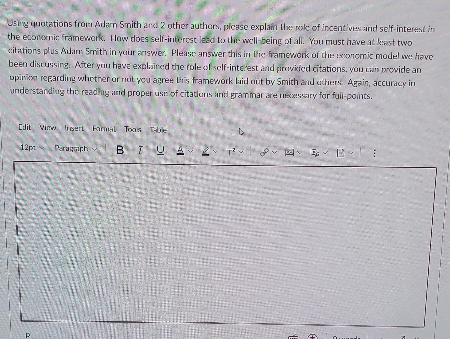 Solved Using quotations from Adam Smith and 2 other authors, | Chegg.com