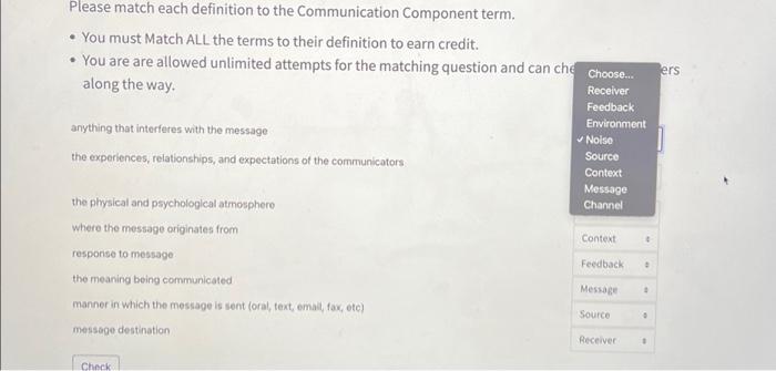 Please match each definition to the Communication | Chegg.com