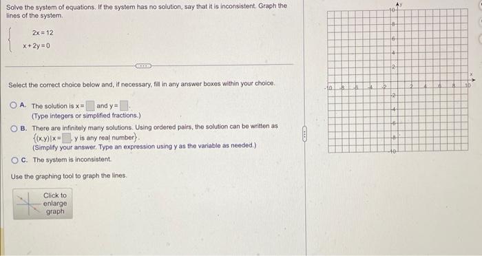 Solved Solve the system of equations. If the system has no | Chegg.com