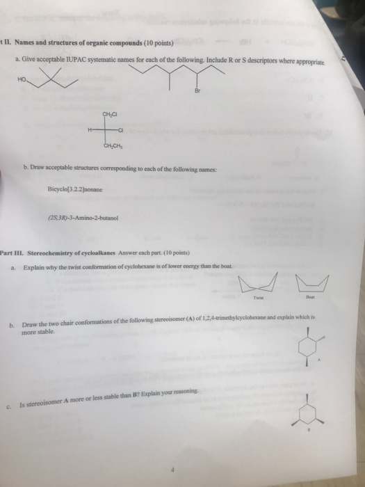 Solved t II. Names and structures of organic compounds (10 | Chegg.com