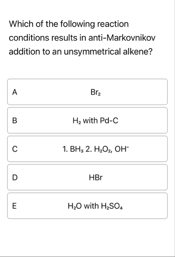 Solved Which of the following reaction conditions results in | Chegg.com
