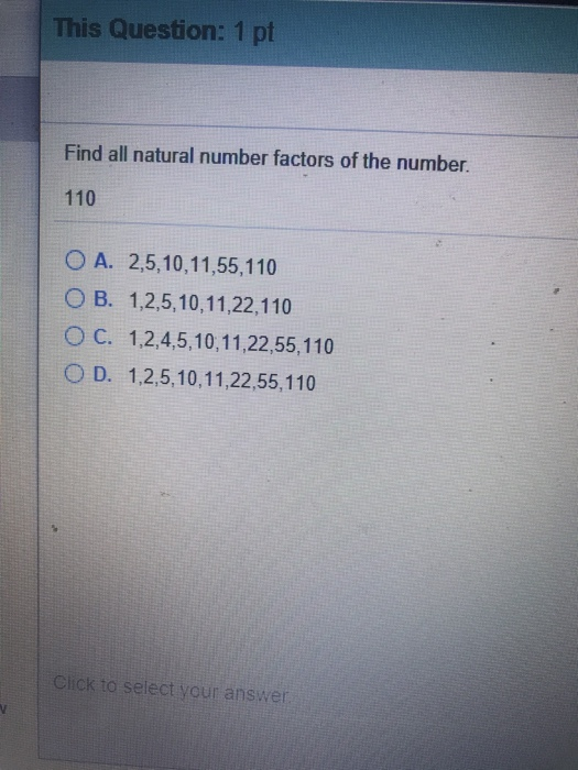 Solved This Question: 1 pt Find all natural number factors | Chegg.com