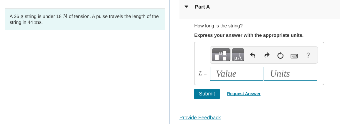 Solved A 26g ﻿string is under 18N ﻿of tension. A pulse | Chegg.com