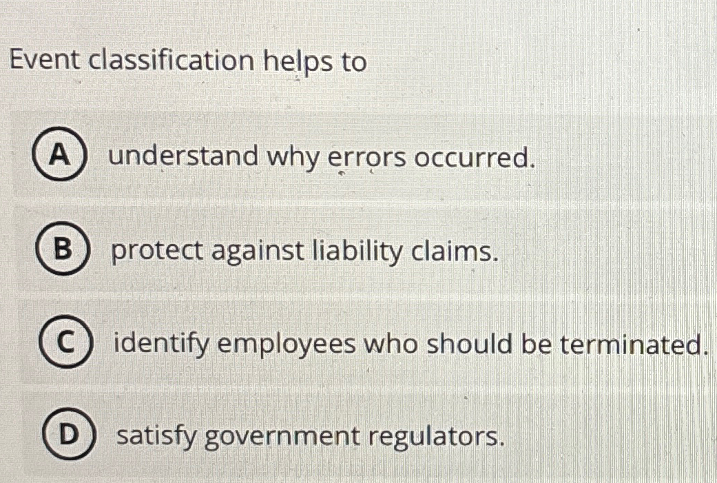 Solved Event classification helps tounderstand why errors | Chegg.com