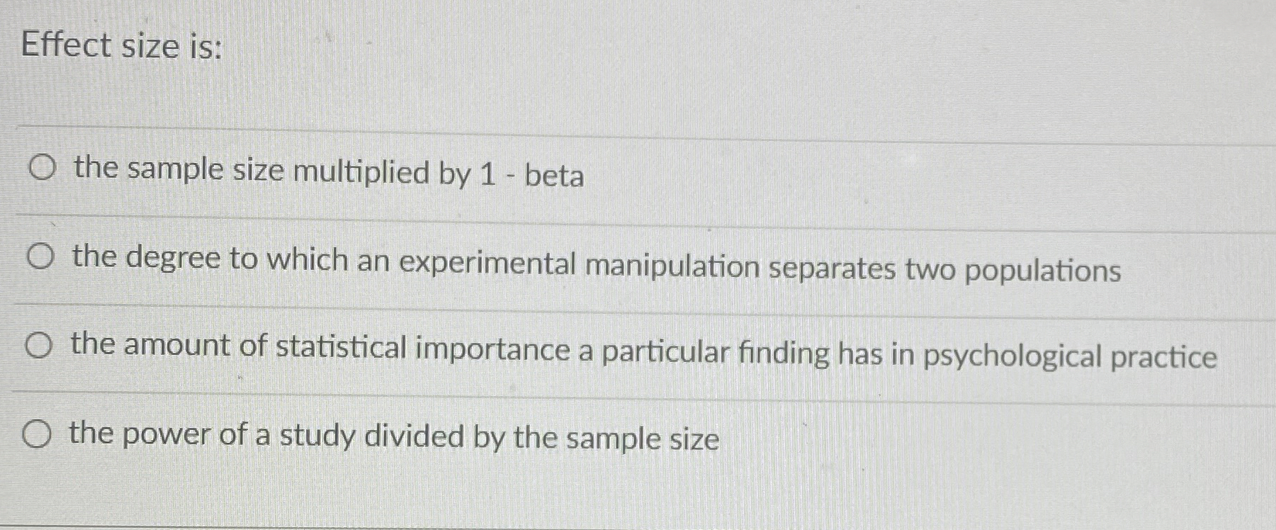 Solved Effect Size Isthe Sample Size Multiplied By 1 3628