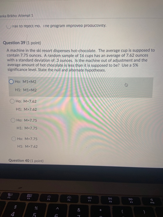 Solved anka Brikho: Attempt 1 Fall to reject Ho. ine program | Chegg.com