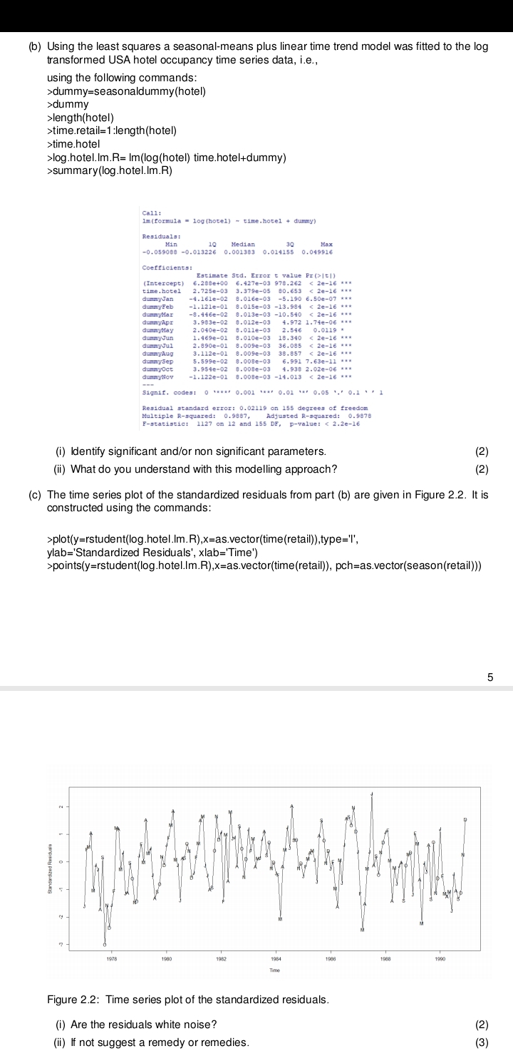 Solved (b) ﻿Using the least squares a seasonal-means plus | Chegg.com
