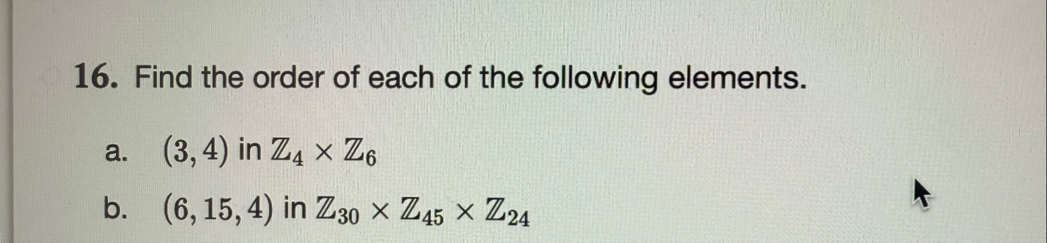 Solved Find the order of each of the following | Chegg.com