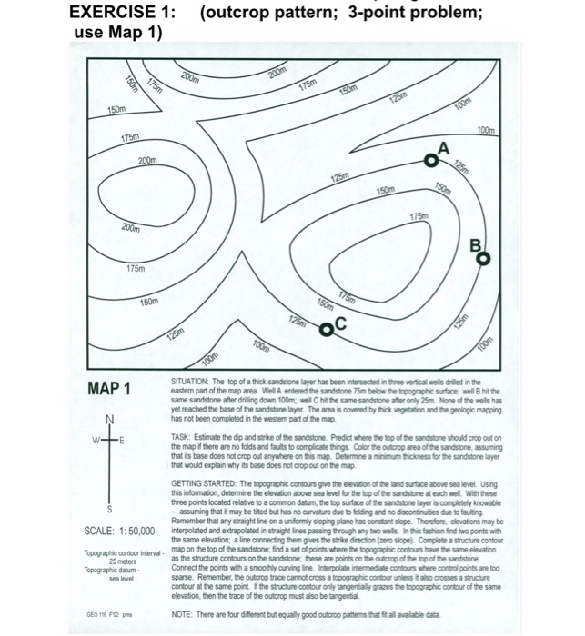 Solved (outcrop pattern; 3-point problem; EXERCISE 1: use | Chegg.com