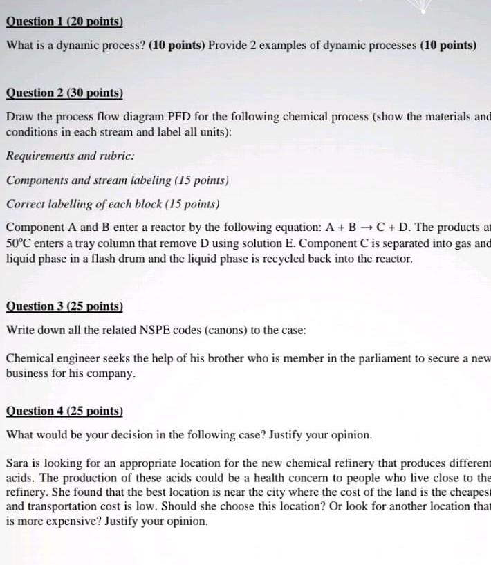 Solved Question 1 ( 20 points) What is a dynamic process? | Chegg.com Solved Question 1 ( 20 points) What is a dynamic process? | Chegg.com