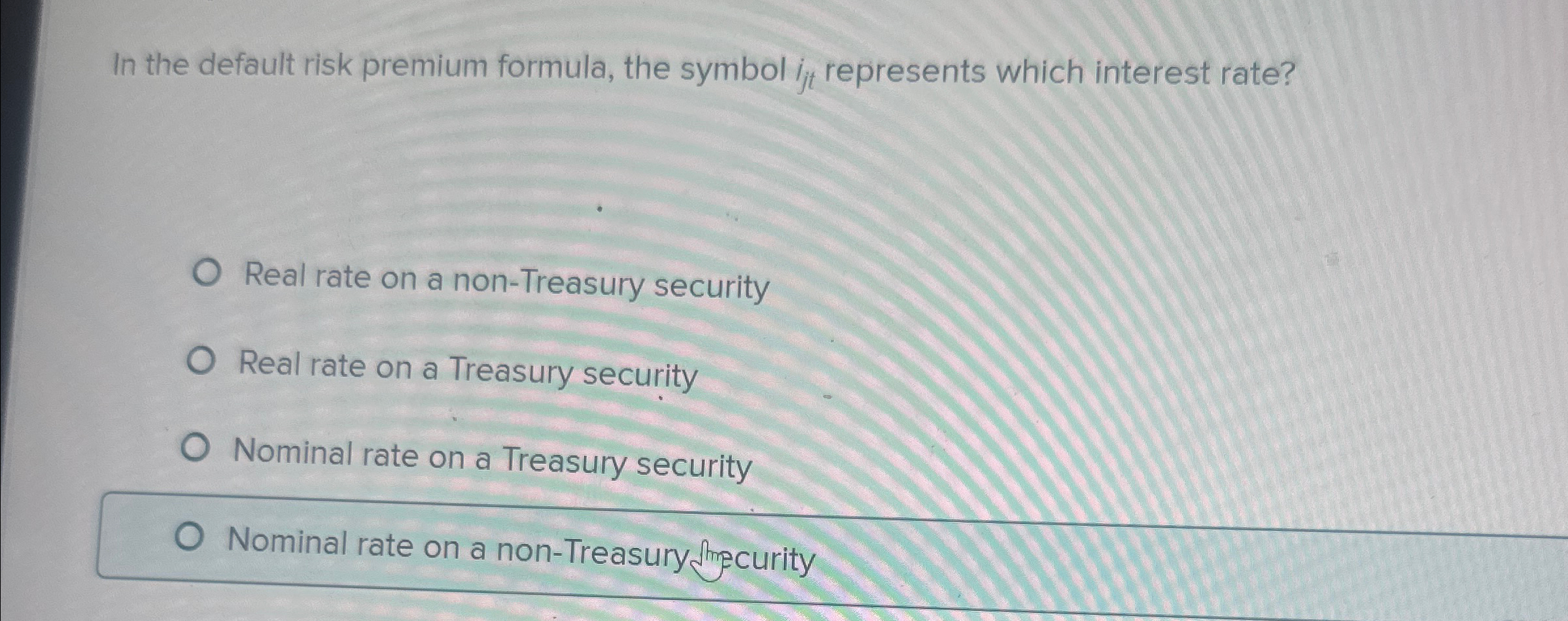 Solved In the default risk premium formula, the symbol ijt | Chegg.com