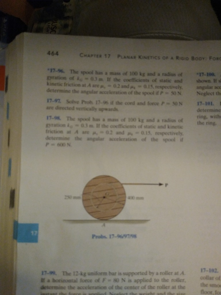 Solved DYNAMICS CH.17 plane motion disk problem. I'm having | Chegg.com