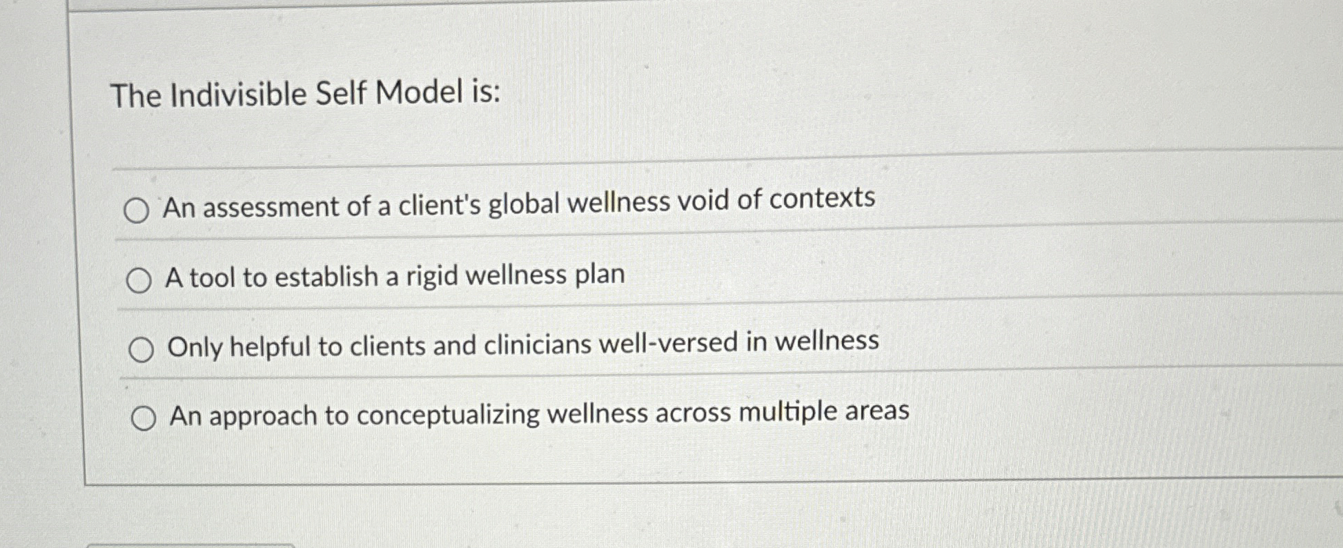 Solved The Indivisible Self Model is:An assessment of a | Chegg.com