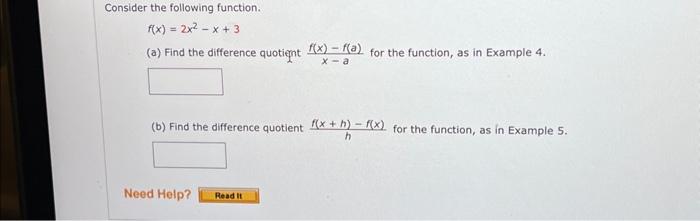 Solved Consider the following function. f(x)=2x2−x+3 (a) | Chegg.com