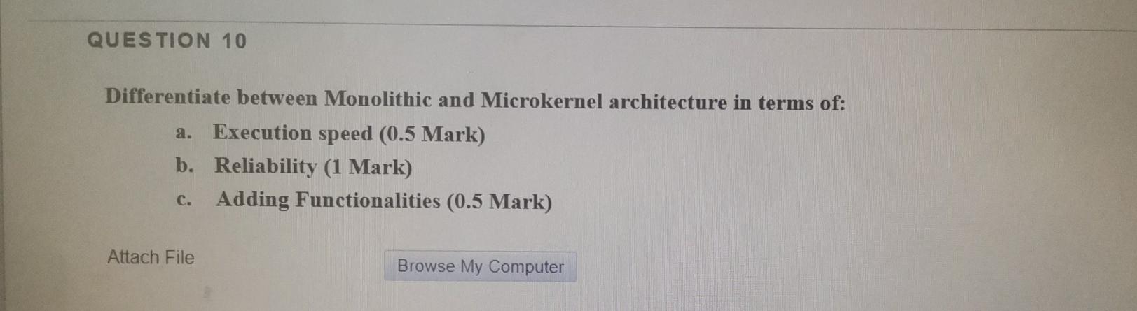 Solved QUESTION 10 Differentiate between Monolithic and | Chegg.com