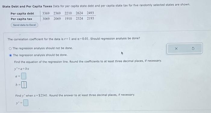 Solved correlation coefficient for the data is r=1 and | Chegg.com
