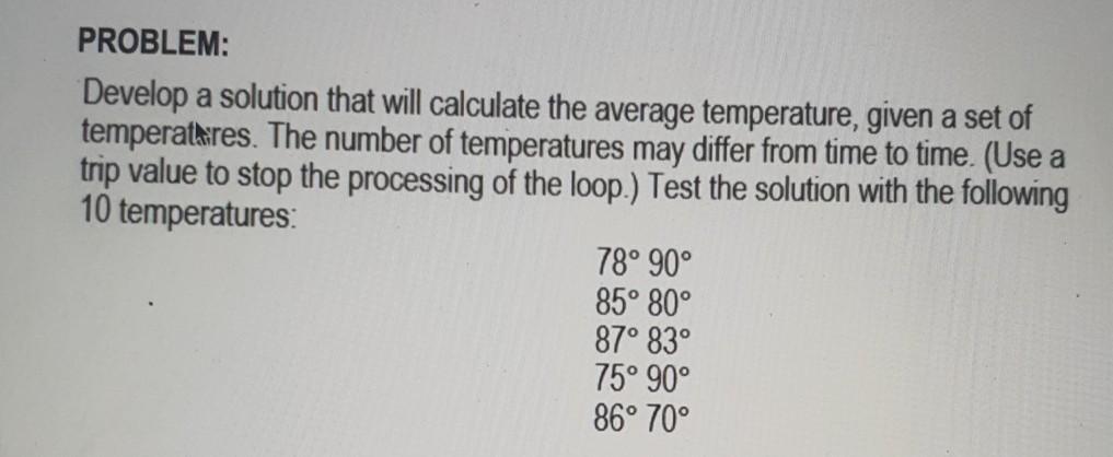 Solved PROBLEM: Develop a solution that will calculate the | Chegg.com
