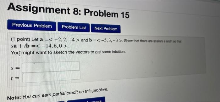 Solved Assignment 8: Problem 15 Previous Problem Problem | Chegg.com