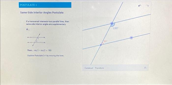 Solved c POSTULATE 1 Same-Side Interior Angles Postulate Ha | Chegg.com