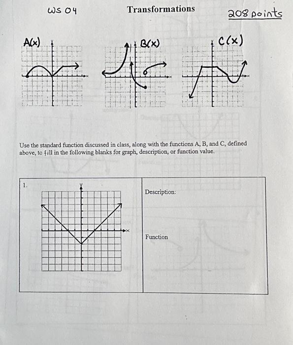 ws 04 Transformations 208 points Use the standard | Chegg.com