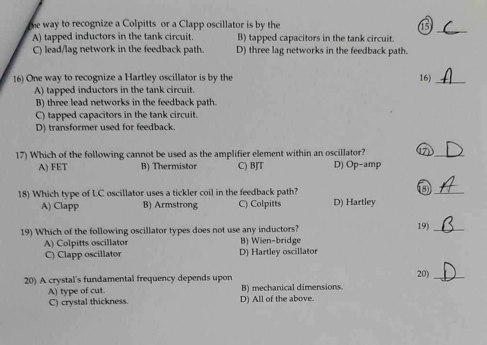 Solved © 6 One way to recognize a Colpitts or a Clapp | Chegg.com