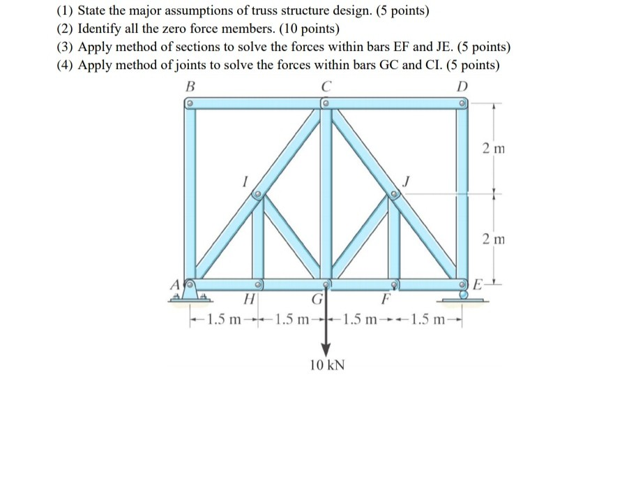 Solved (1) State the major assumptions of truss structure | Chegg.com