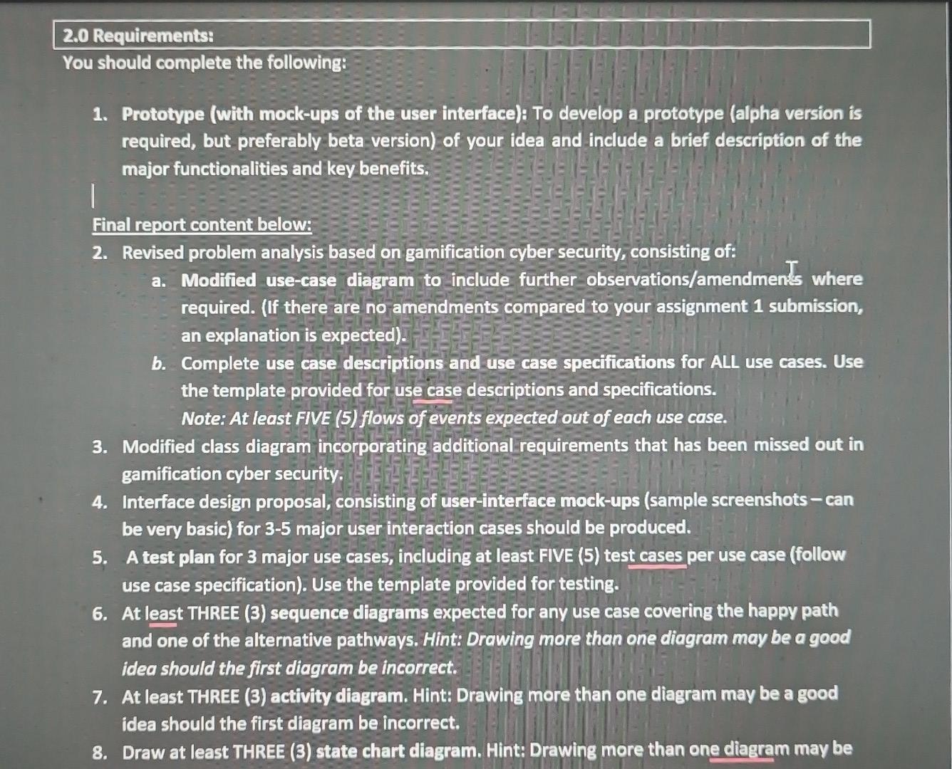 Solved 2.0 Requirements: You should complete the following: | Chegg.com